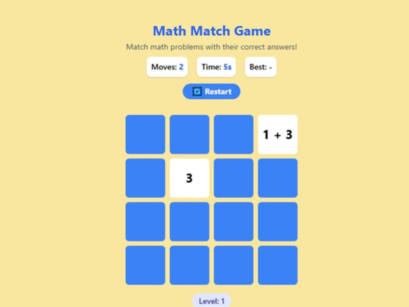 Math Match Game 🕹️ Play online on SGameS