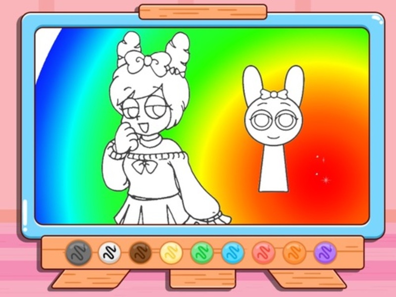 Coloring Book: Pinki Sprunki Makeover 🕹️ Play online on SGameS
